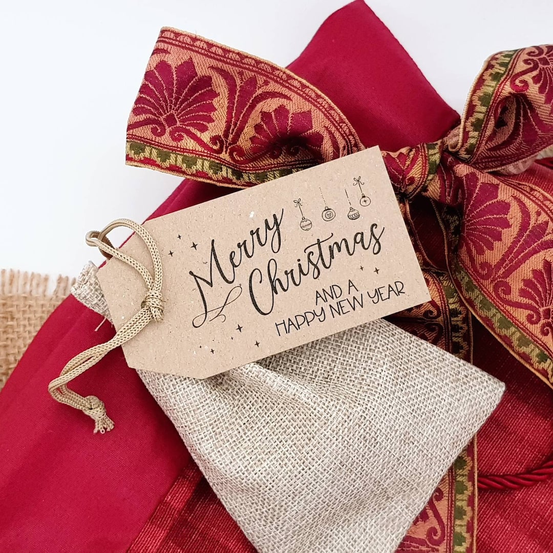 10 Christmas Gift Tags, Hand Lettering Style Kraft Card Tags, Merry ...