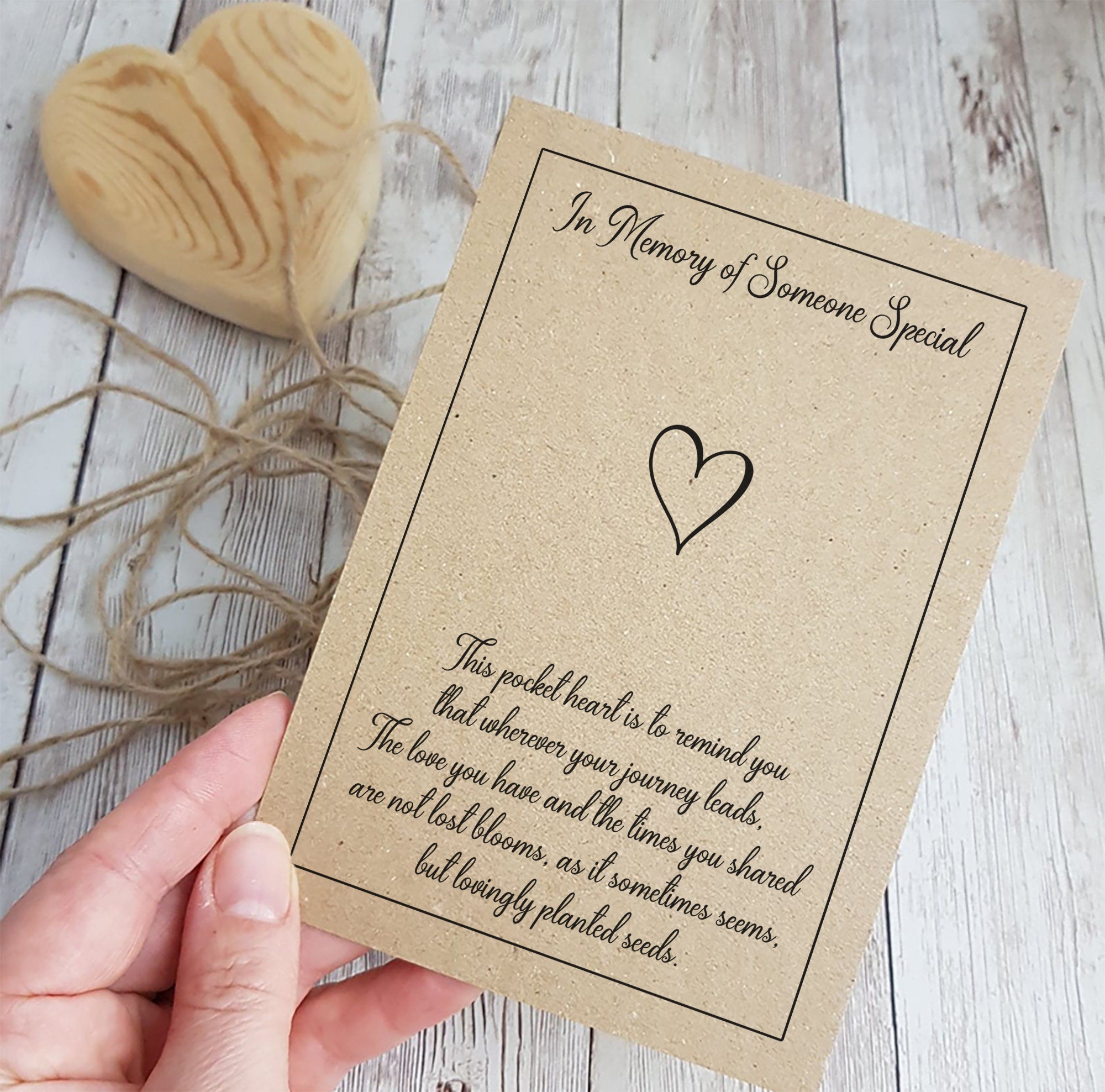 Printed Pocket Hug Poem Cards A6, Attach Your Handmade Heart, Pocket ...