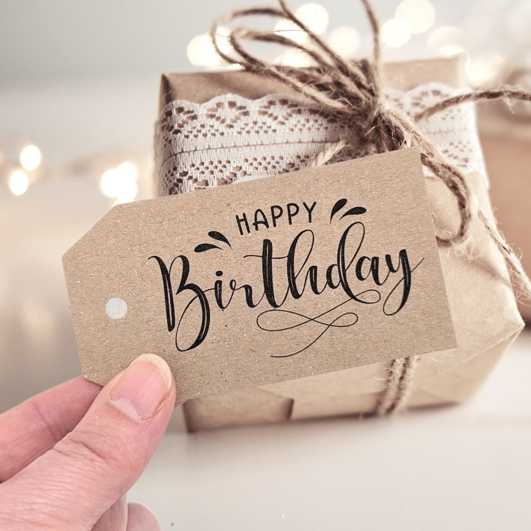Happy Birthday Gift Tags, Recycled Kraft Card Tags, for Gifts or ...
