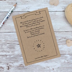 A6 Printed Teacher Poem Cards, End of Year Class Gift, for Handmade ...