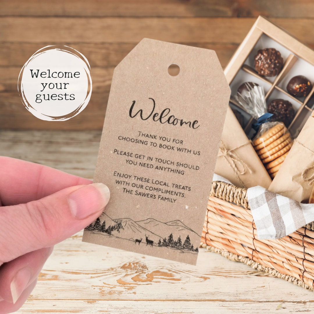 Hospitality Welcome Gift Tags, Printed for Your Mountain Holiday Rental ...