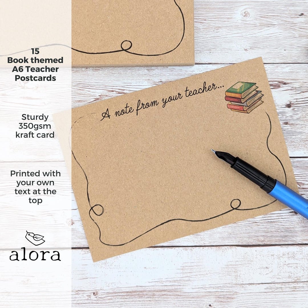 15 Personalised Teacher Postcards, Printed With School Books English ...