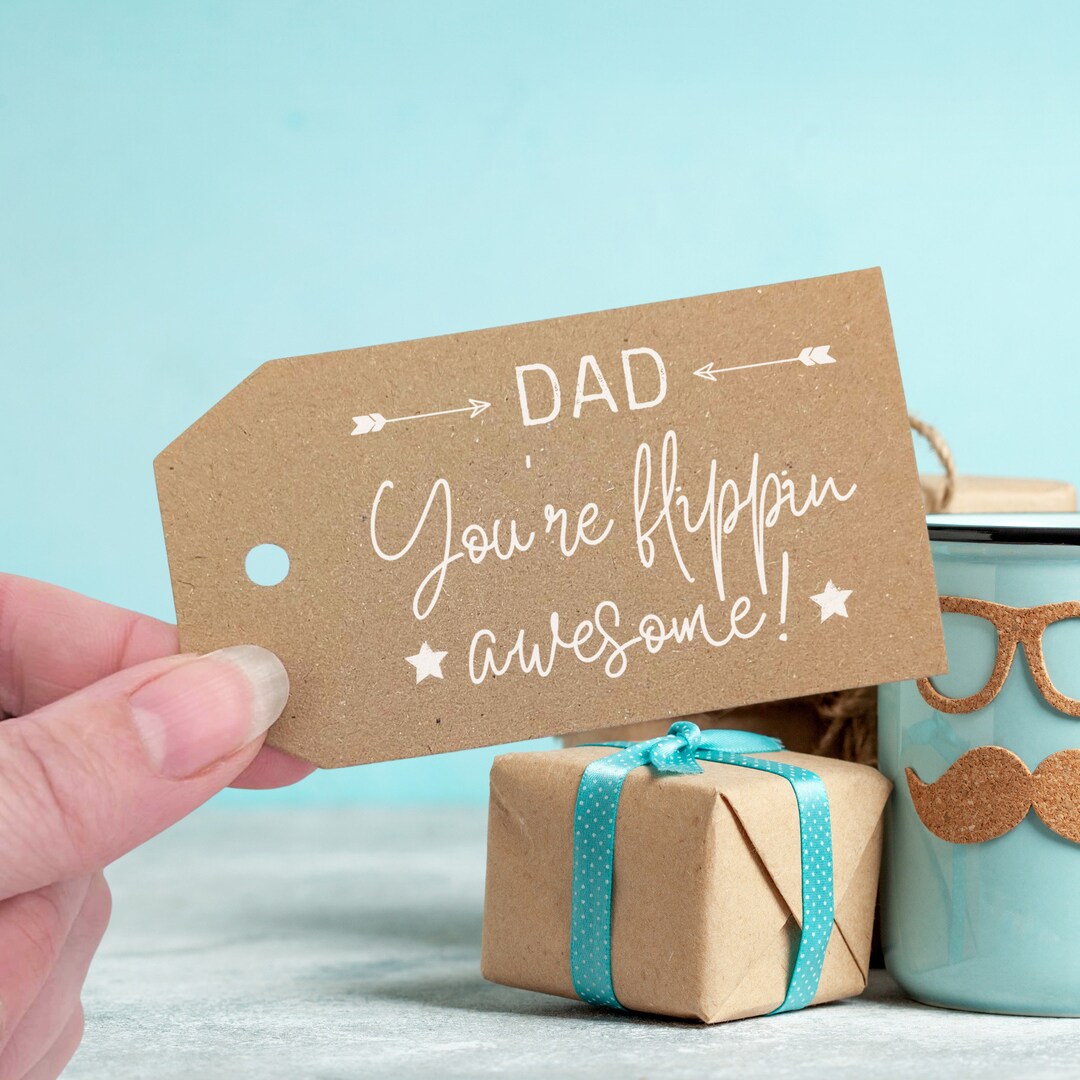 Father's Day Printed Gift Tag, You're Flippin Awesome, Recycled Kraft ...