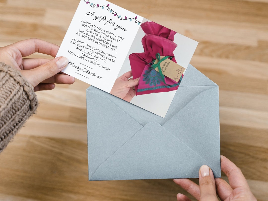 Printable Delayed Gift Postcard, Late Christmas Gift Notification, Add ...