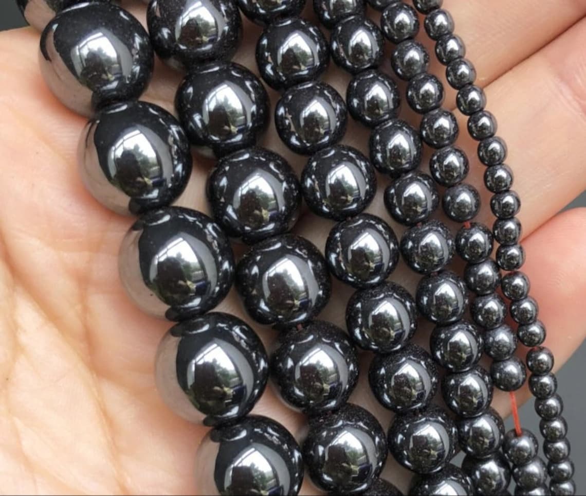 Natural Black Hematite Round Loose Beadsround Smooth - Etsy UK