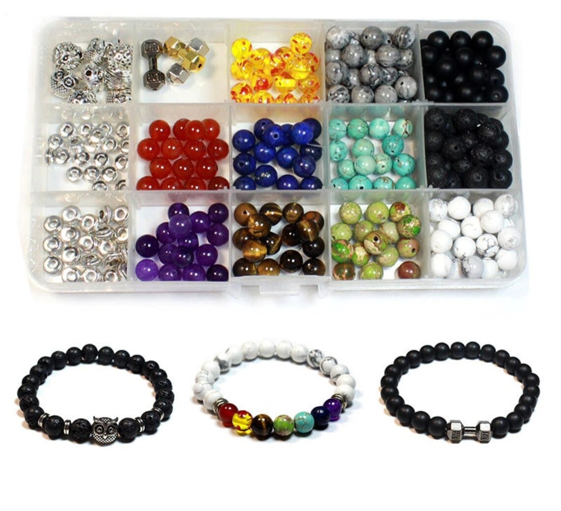274 PCS Beads Kits Round Natural Stone Beads Sets Jewelry - Etsy