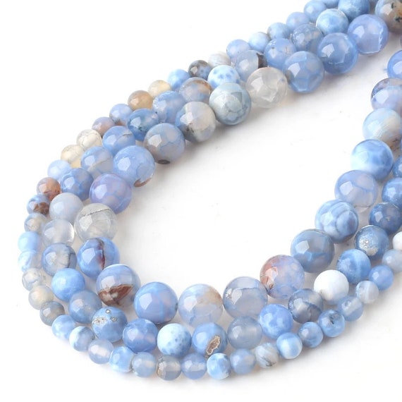 Natural Blue Fire Agates Round Loose Beadsround Smooth AAA | Etsy