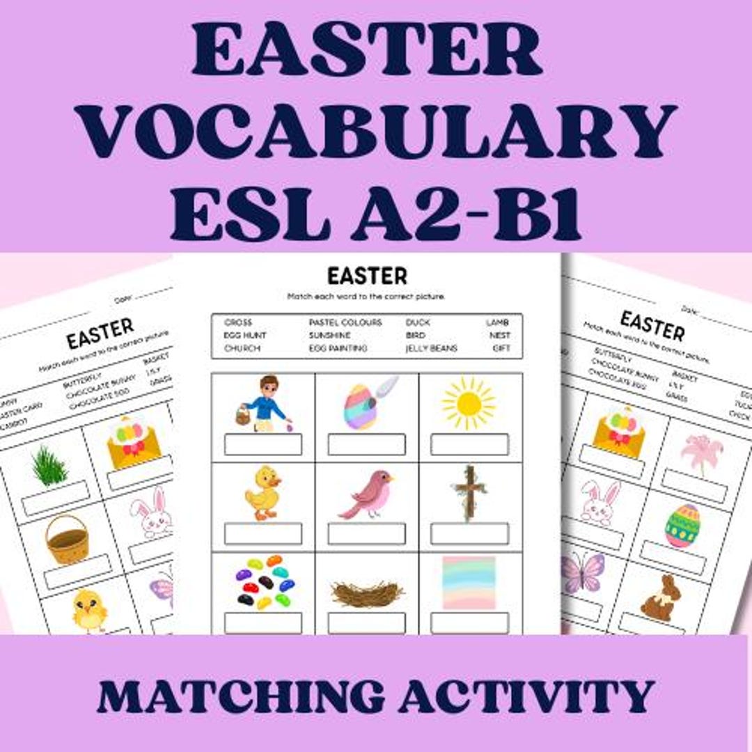 Easter ESL Vocabulary Worksheets | A2- B1 Matching Activity | Printable ...