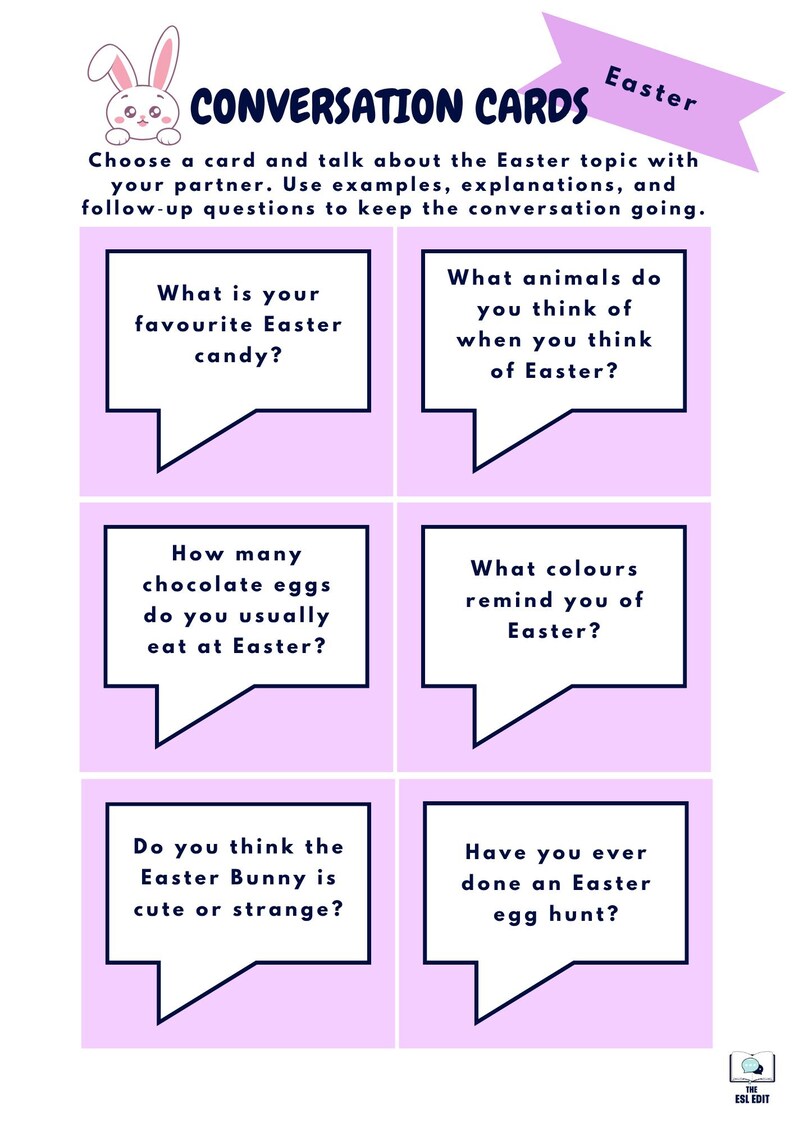 Easter ESL Bundle | A2- B1 Matching Activity + Conversation Cards ...