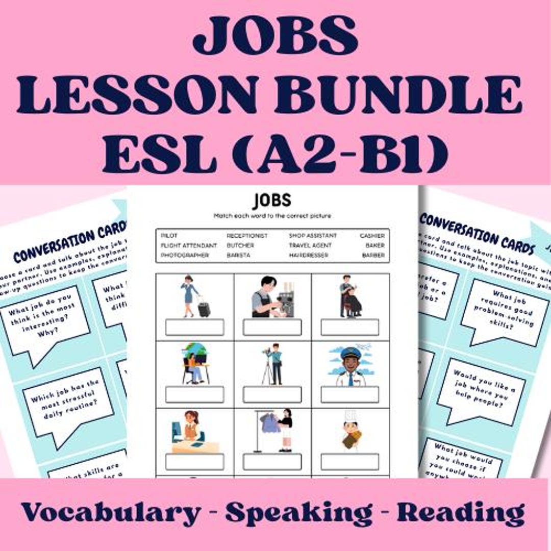 ESL Jobs Lesson Bundle | A2-B1 Vocabulary, Speaking, Reading Activities ...