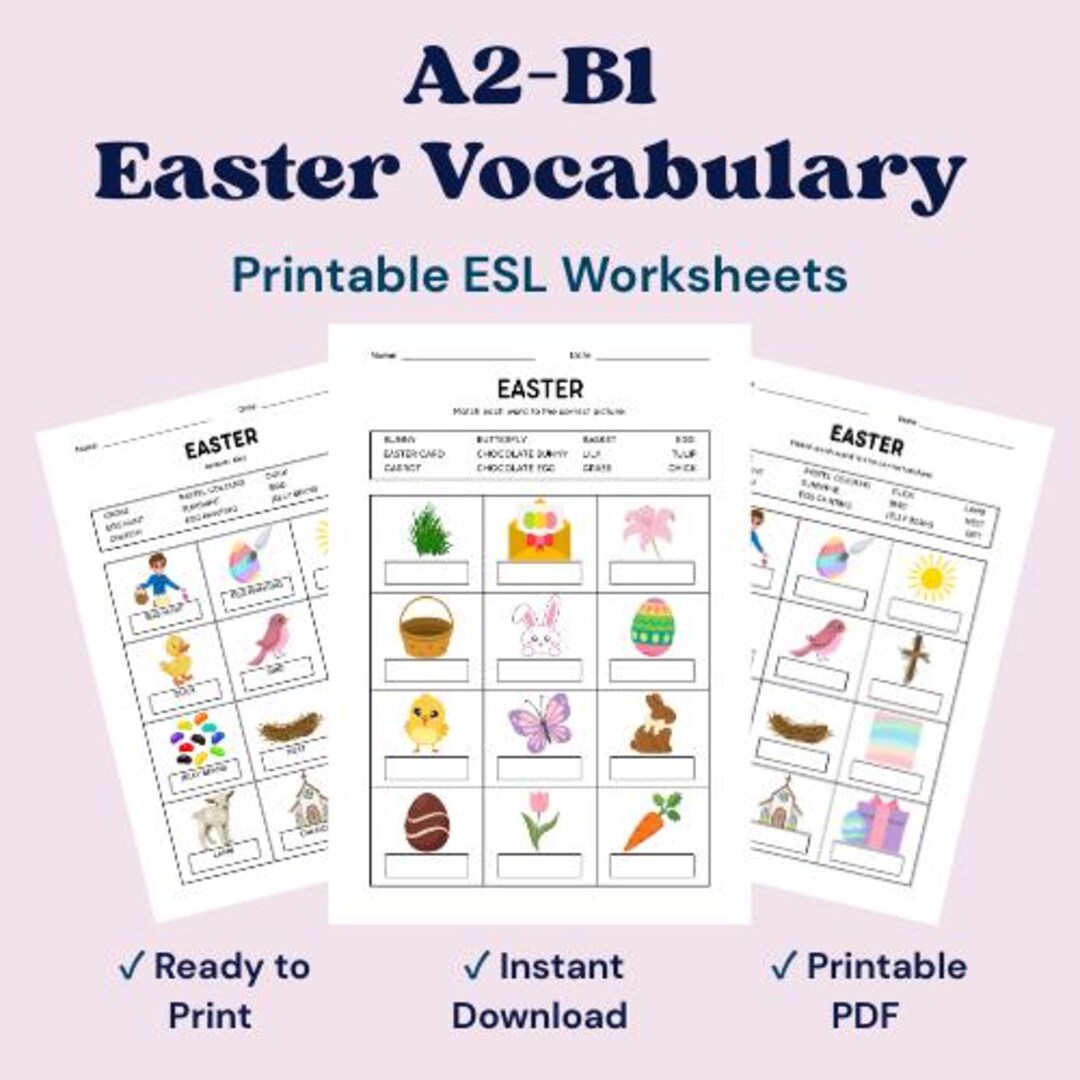Easter ESL Vocabulary Matching Worksheet | English Printable PDF ...