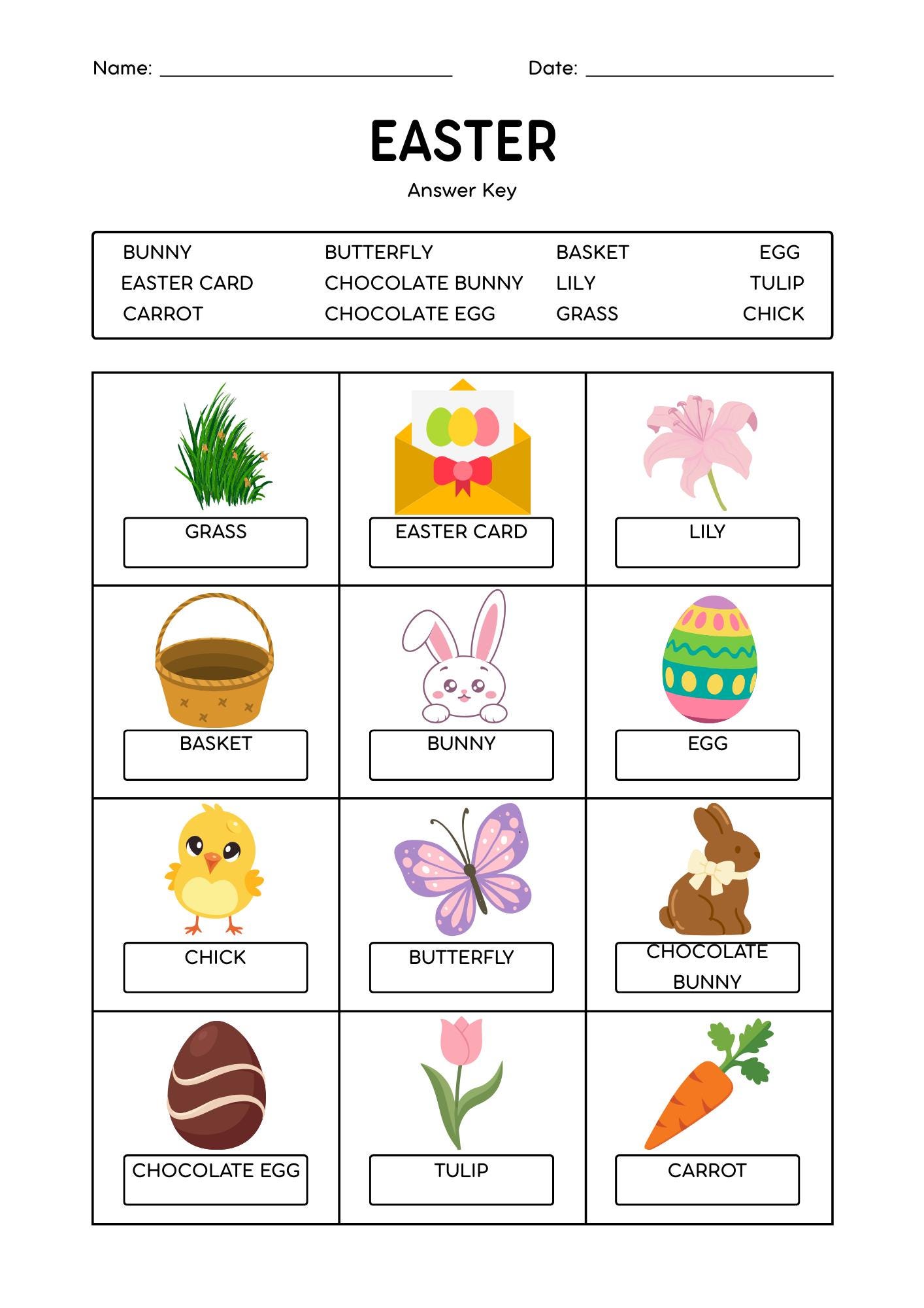 Easter ESL Vocabulary Worksheets | A2- B1 Matching Activity | Printable ...