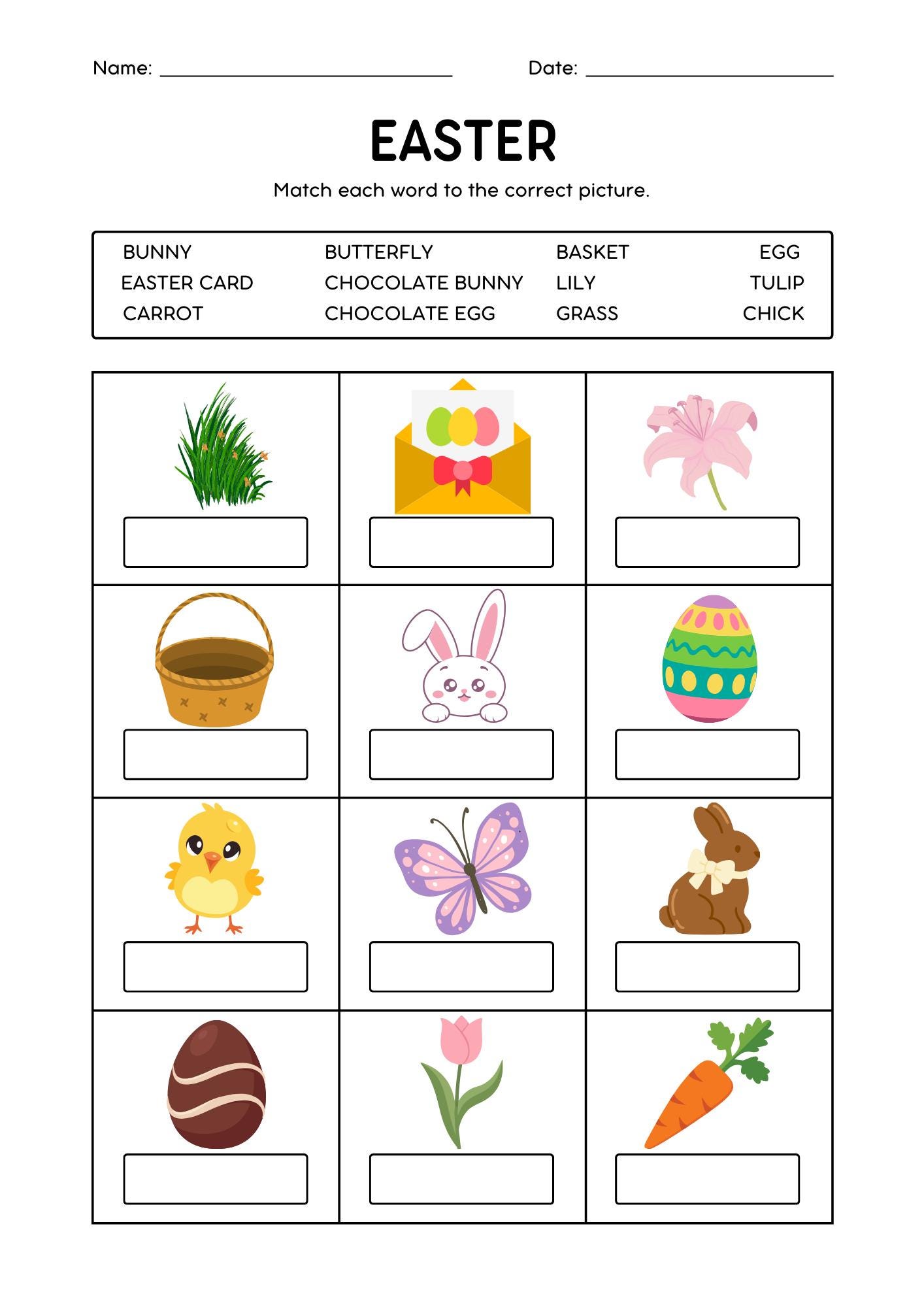Easter ESL Vocabulary Worksheets | A2- B1 Matching Activity | Printable ...