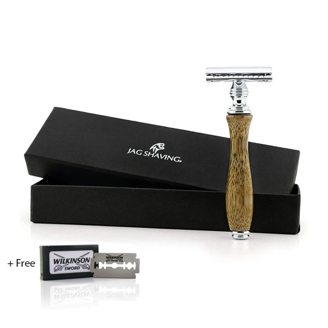Natural Bamboo Double Edge Shaving Razor Wood Handle Shaver for Men and ...