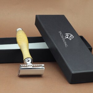 Natural Bamboo Double Edge Shaving Razor Wood Handle Shaver for Men and ...