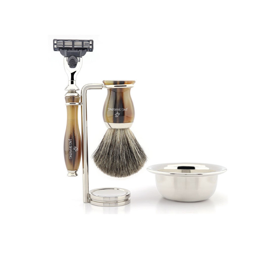 Premium Shaving Kit With 3 Edge Cartridge Razor, Synthetic Hair Shaving ...