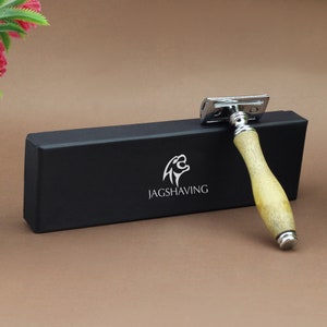 Natural Bamboo Double Edge Shaving Razor Wood Handle Shaver for Men and ...