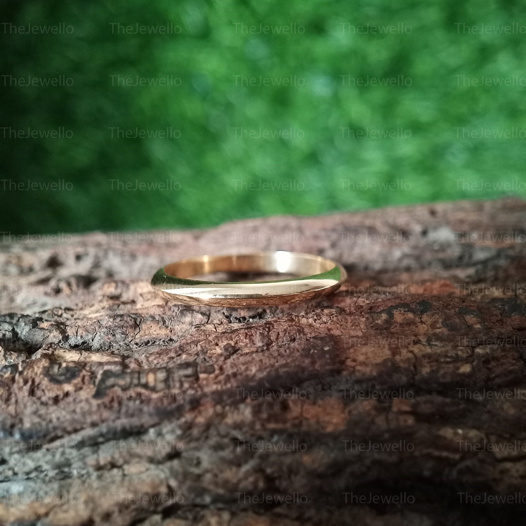 Plain White/rose/yellow Solid Gold Wedding Band, 2.50MM 14k Gold Ring ...