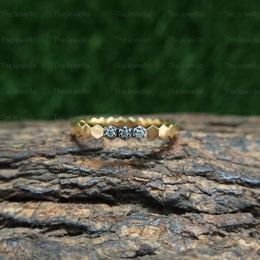 Small Three Stone Engagement Ring, Designer Round Cut Moissanite ...