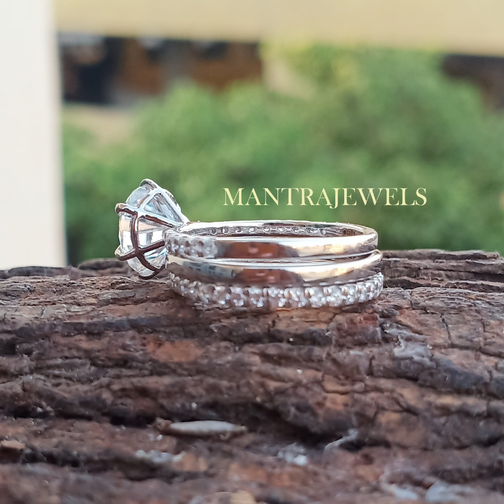 White Gold Stacking Ring Set / 2.50 CT Colorless Round - Etsy