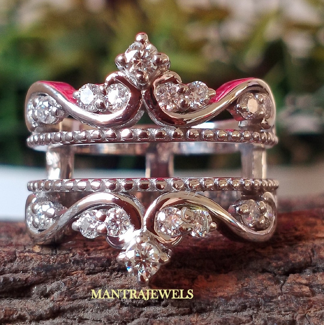 Round Cut Diamond Wrap Enhancer Ring, 14K Gold Finish Wedding Enhancer ...