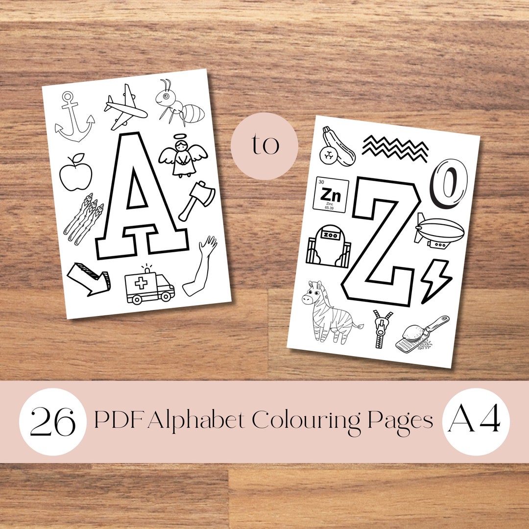 Coloring Pages Kit - Alphabet Fun | 26 A-Z Printable A4 Coloring Pages ...