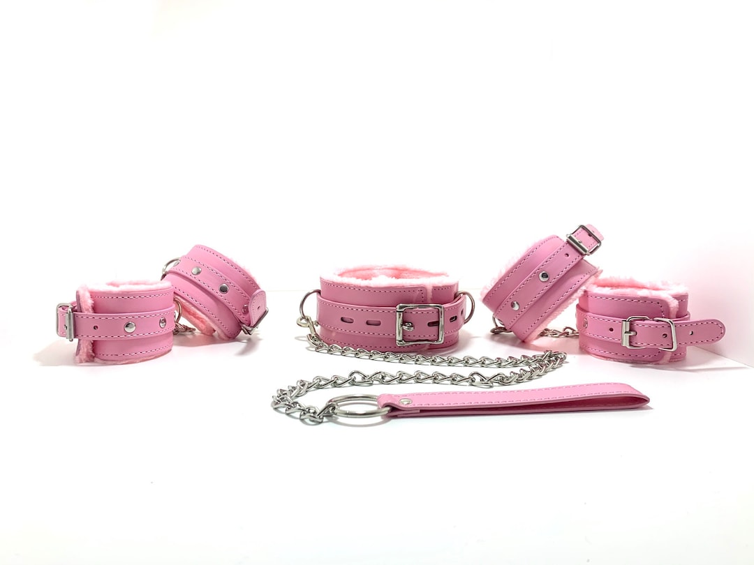 Pink Plush Restraint Set, Pink BDSM Gear Set, Handcuffs and Leg Cuffs ...