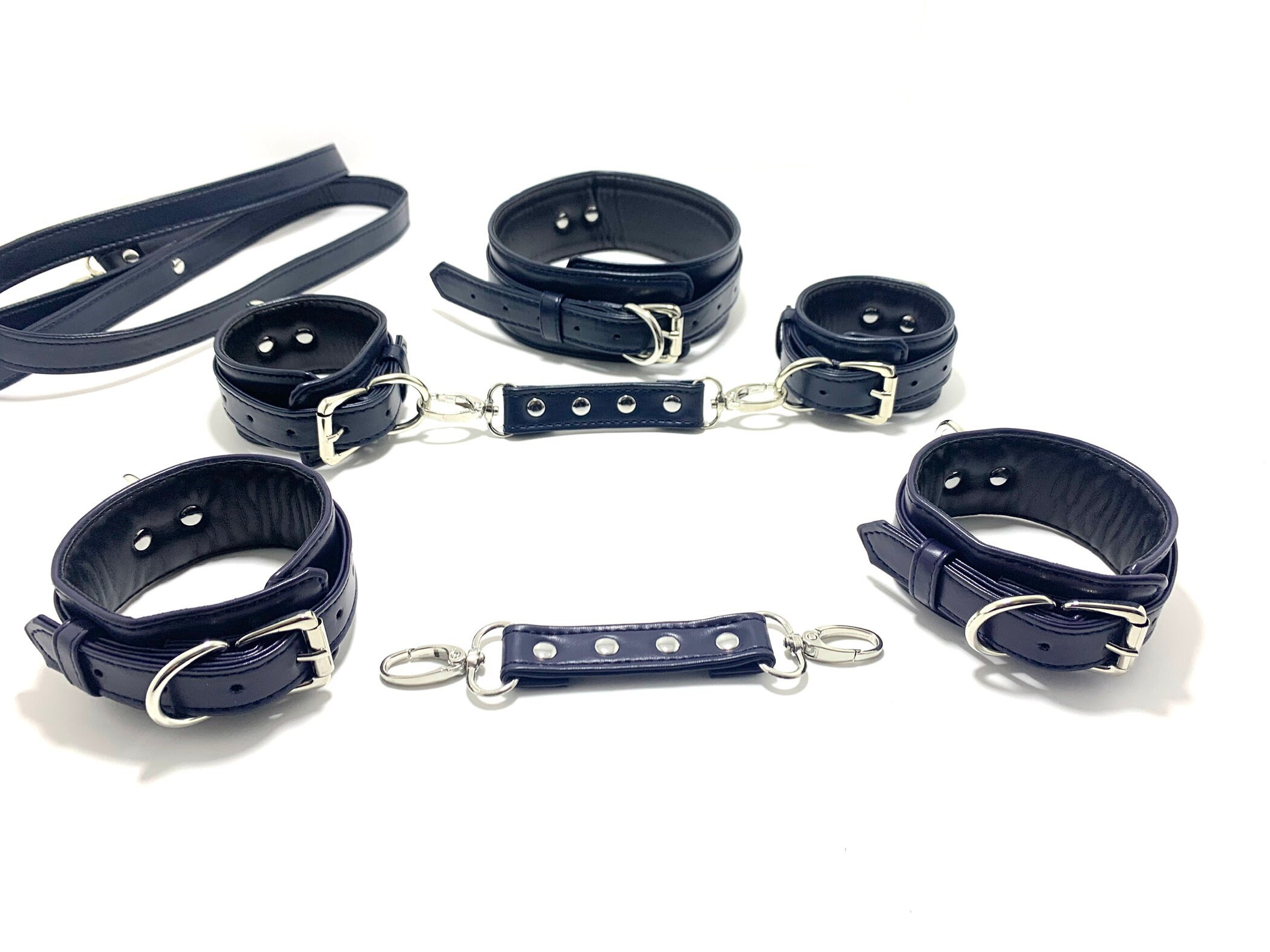 Luxury Navy blue restraint set BDSM gear set handcuffs and | Etsy