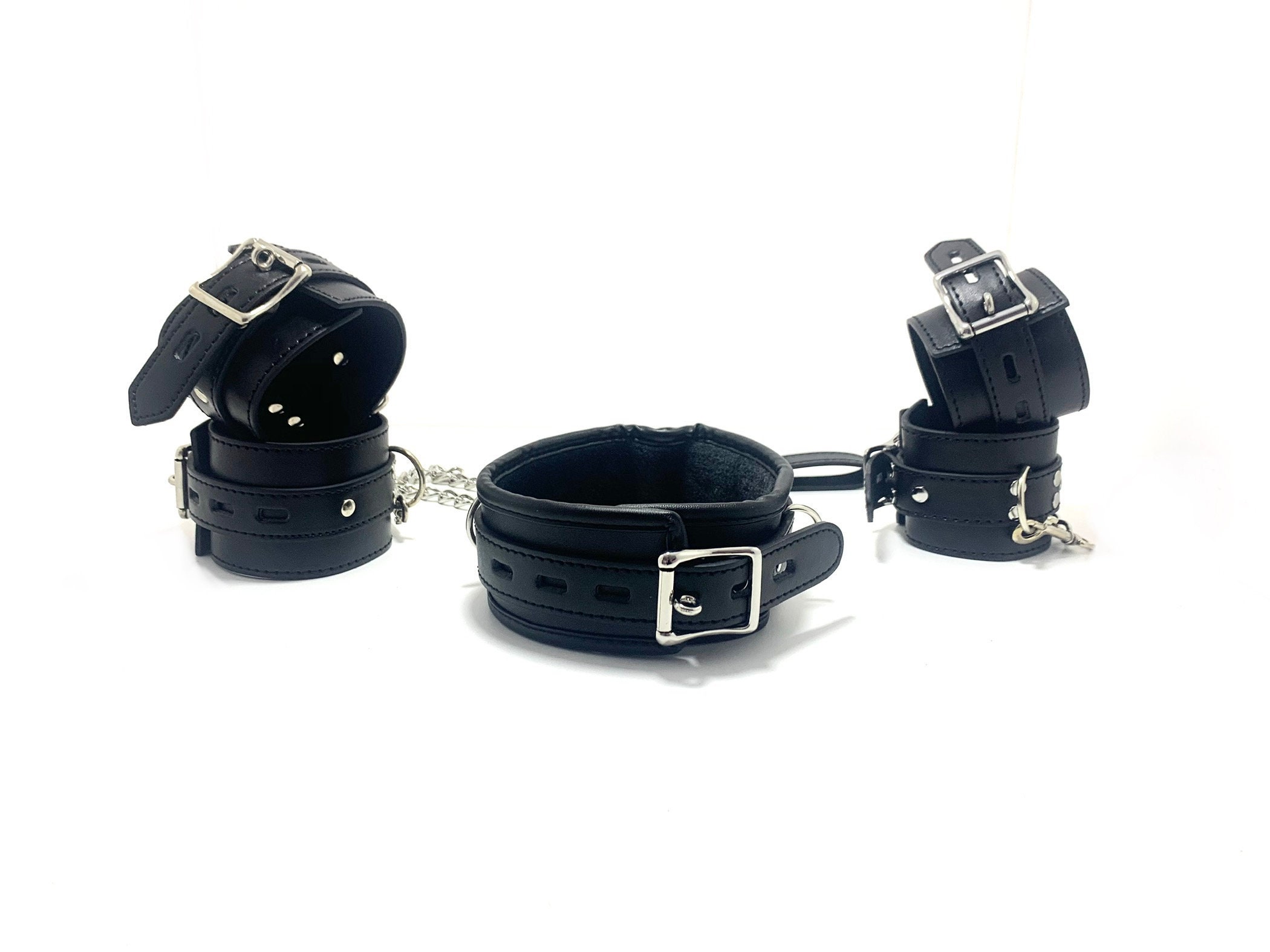 Black Restraint Set BDSM Gear Set Handcuffs and Leg Cuffs | Etsy