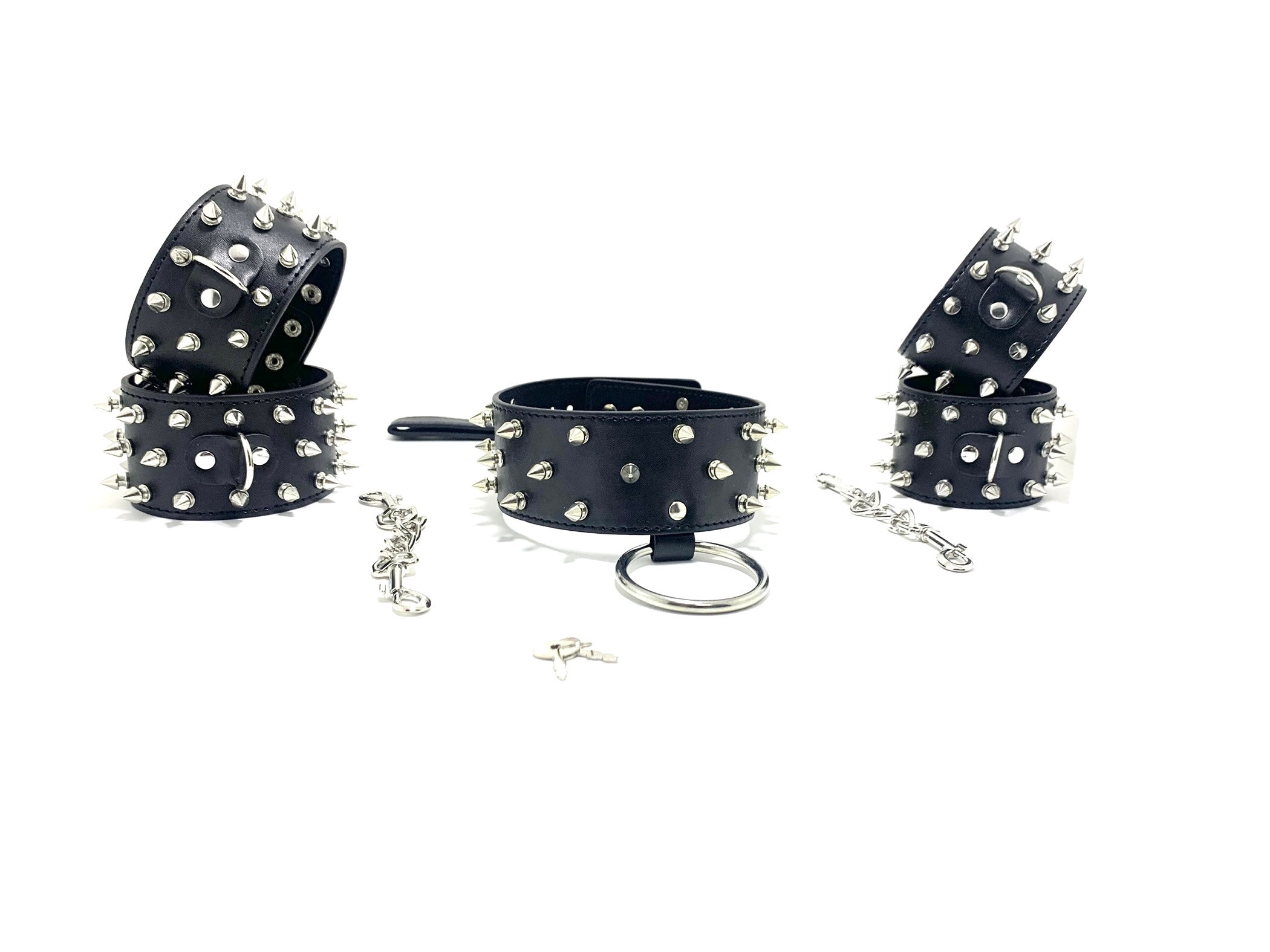 Amazing restraint set handcuffs with spikes collar with | Etsy