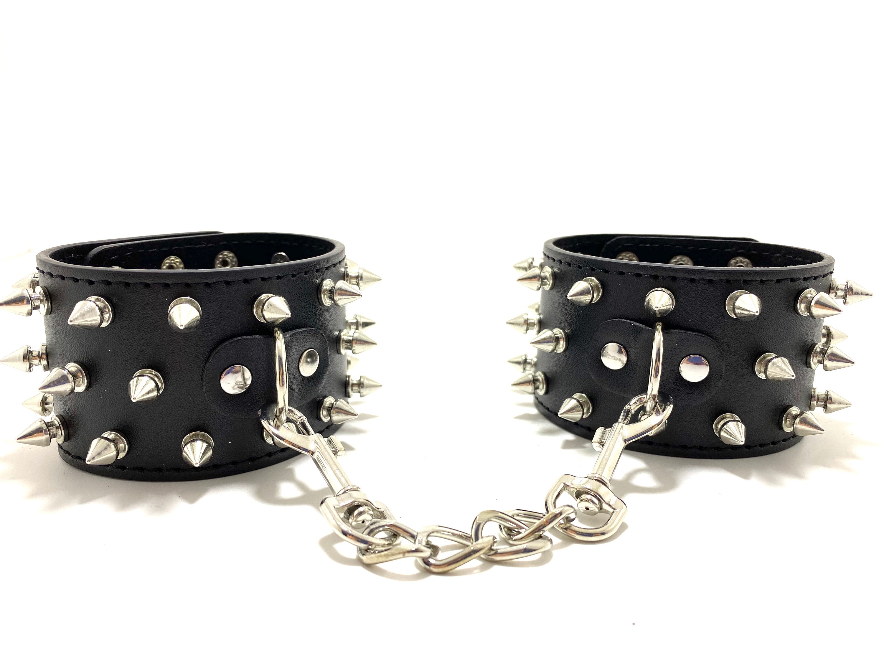 Amazing restraint set handcuffs with spikes collar with | Etsy