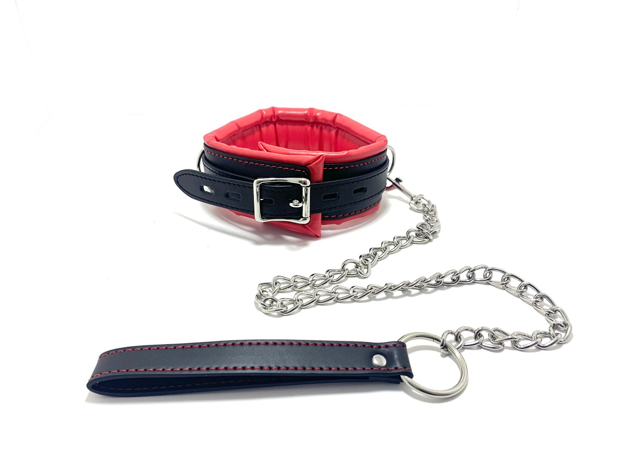 Luxury Handcuffs and Ankle Cuffs Set Collar and Leash Red | Etsy