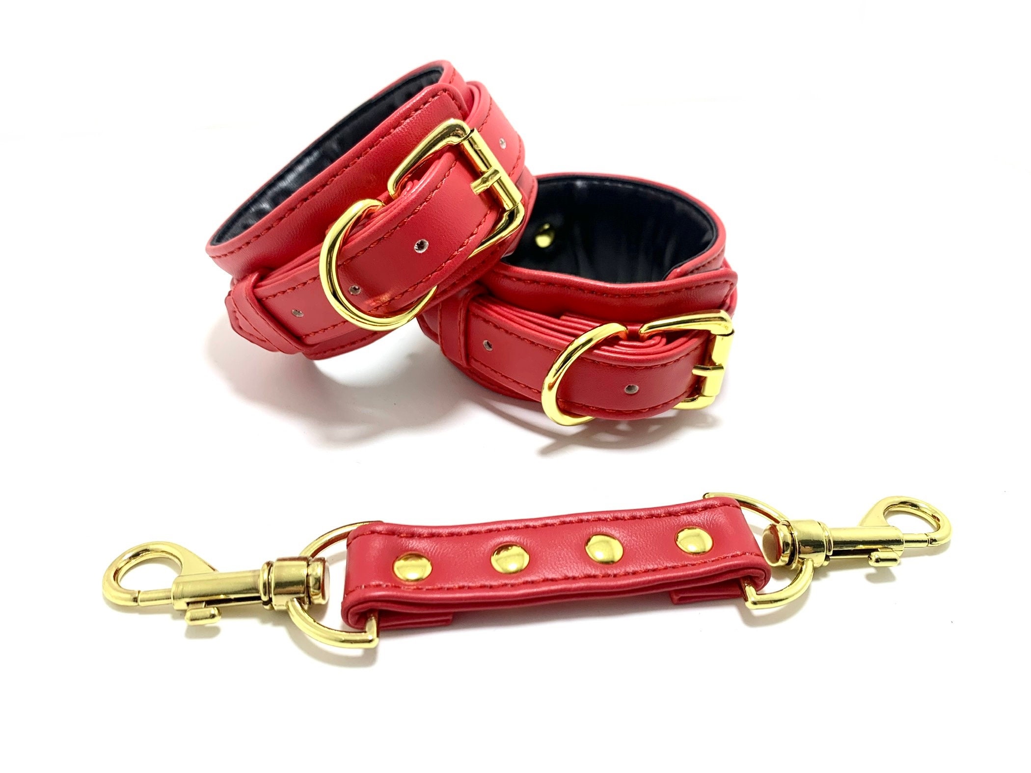 Luxury Red restraint set BDSM gear set handcuffs and leg | Etsy