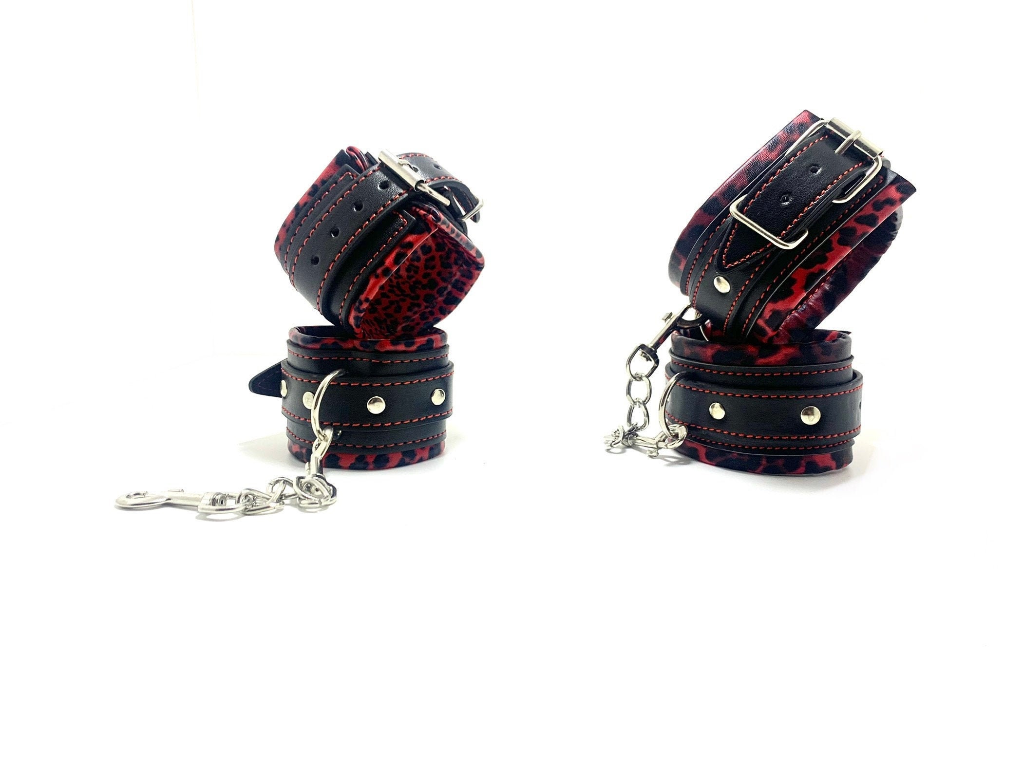 Unique Red Black Leopard Restraint Set Leopard Bondage - Etsy