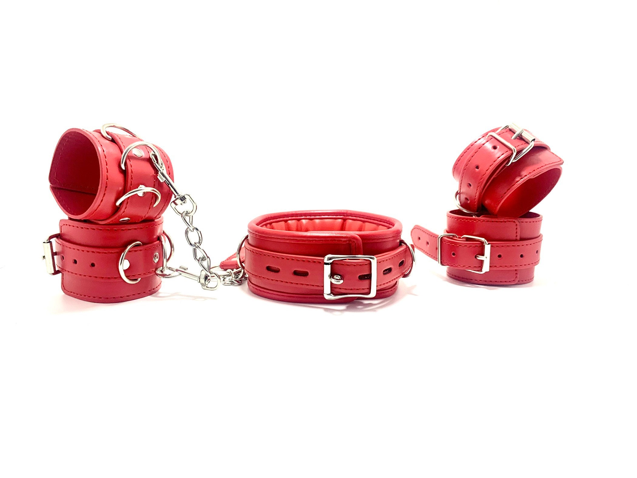 Red Restraint Set BDSM Gear Set Handcuffs and Leg Cuffs - Etsy