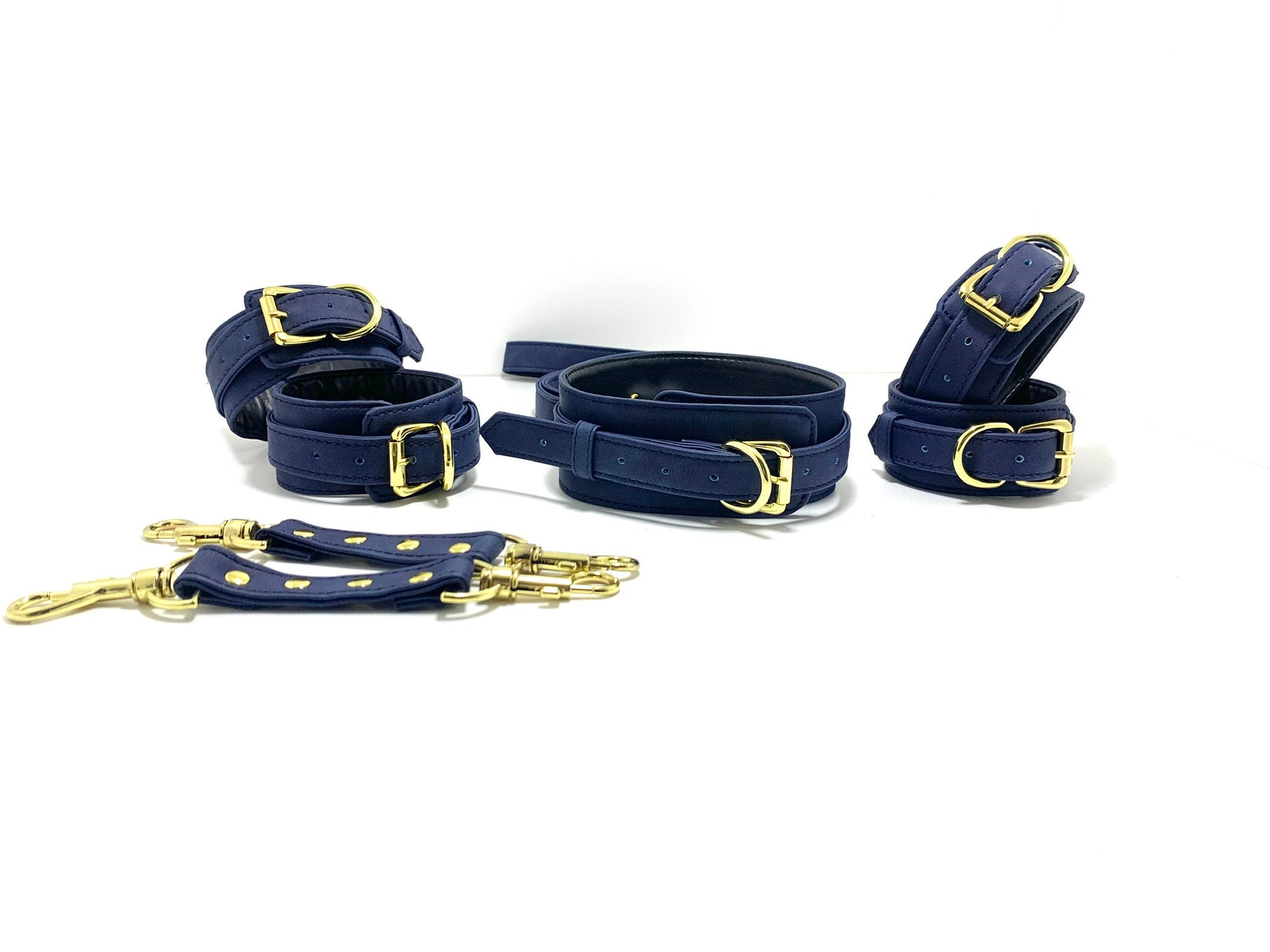 Unique Navy Blue Restraint Set Suede Navy Blue BDSM Gear Set | Etsy