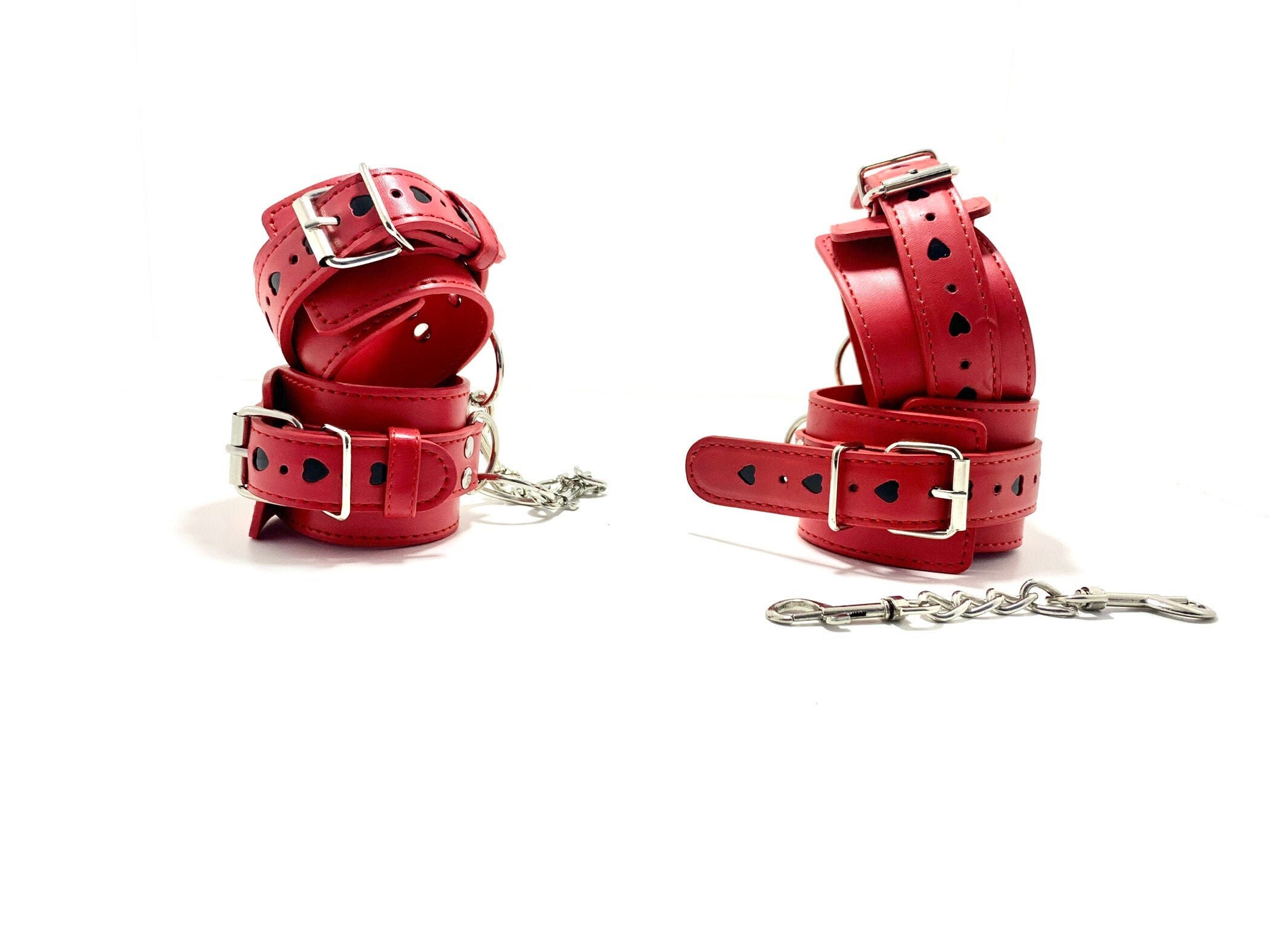 Romantic Handcuffs and Leg Cuffs Set Red Handcuffs BDSM - Etsy