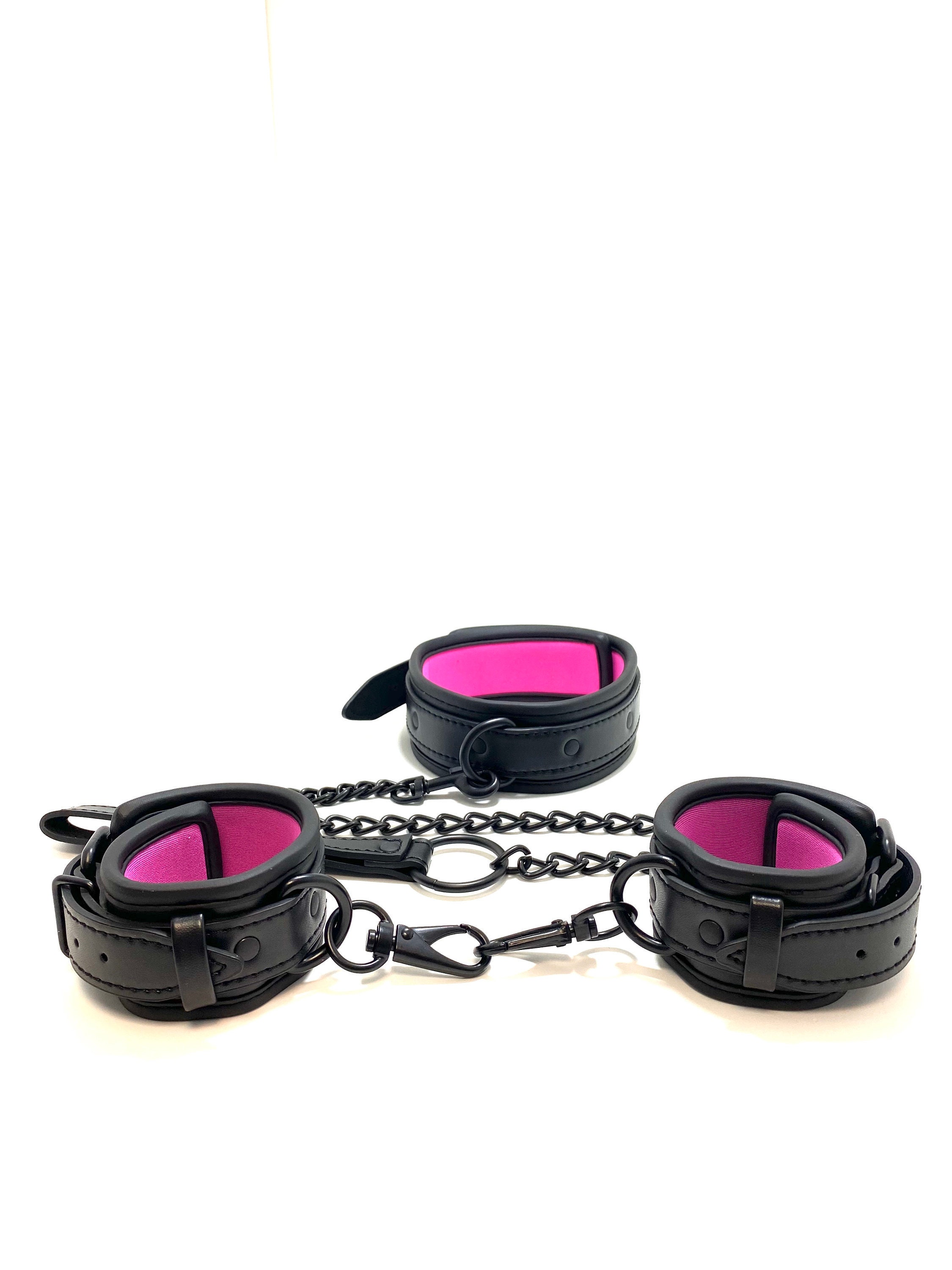Black Pink Restraint Set Collar and Leash Purple Black | Etsy