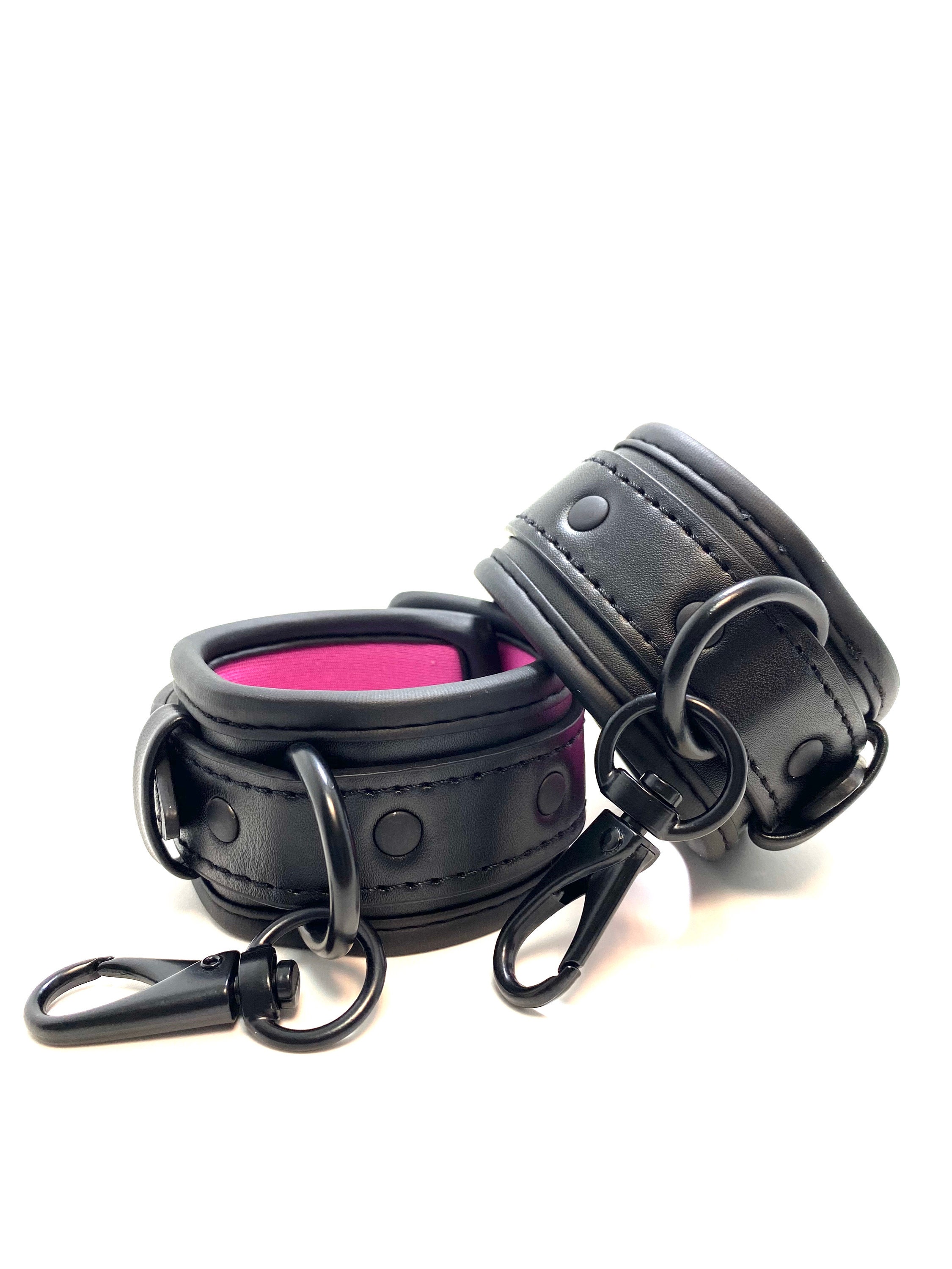 Black Pink Restraint Set Collar and Leash Purple Black - Etsy