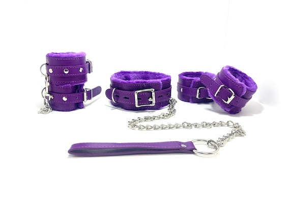 Deep Purple Plush Restraint Set BDSM Gear Set Handcuffs and | Etsy