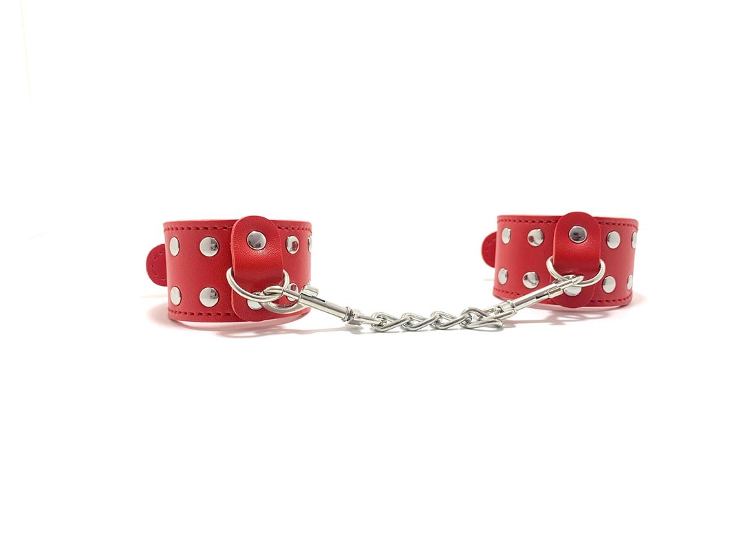 Red Simple Handcuffs Gentle Wrist Cuffs Minimalistic - Etsy