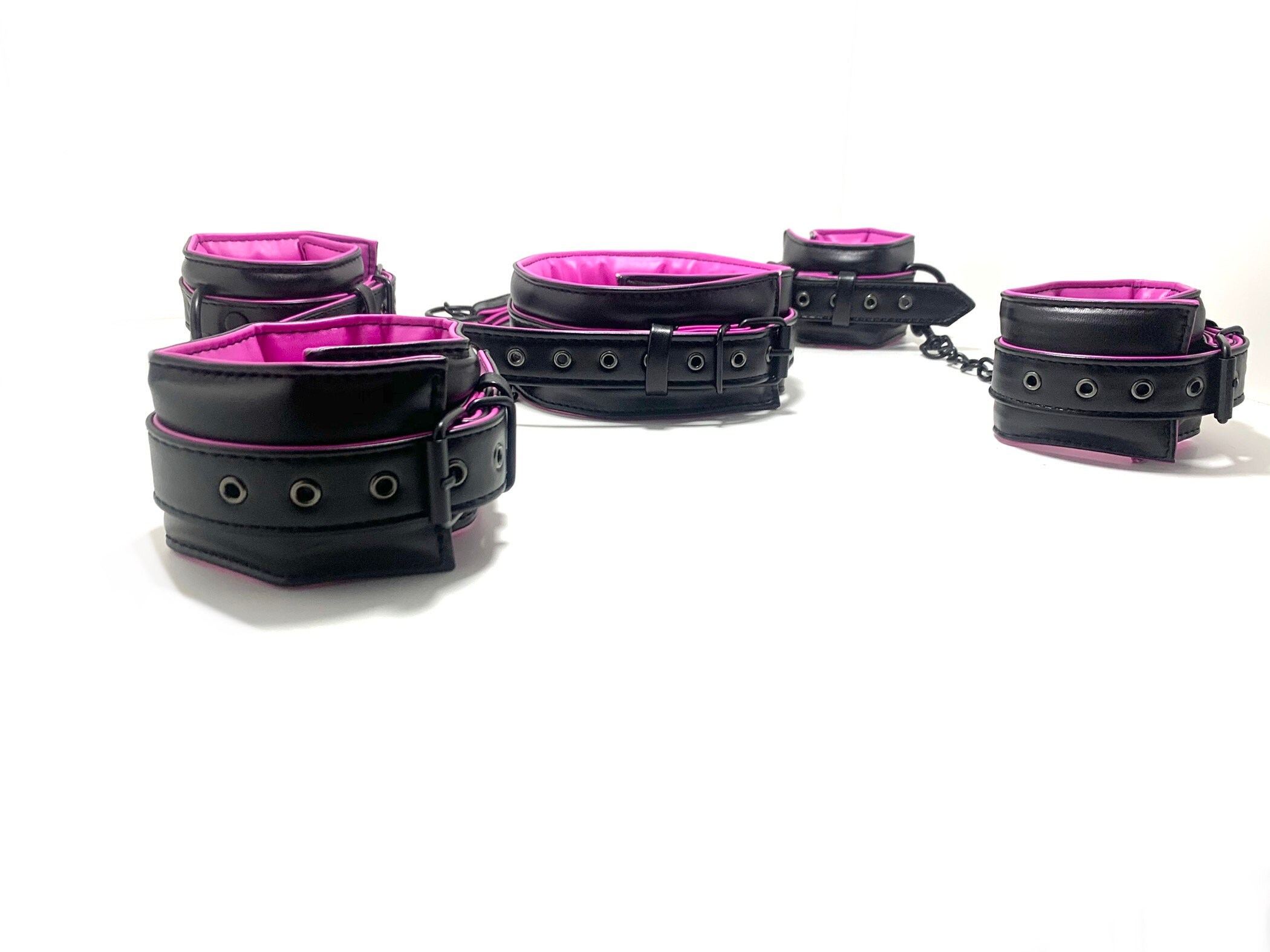 Luxury Handcuffs and Ankle Cuffs Set Collar and Leash Purple - Etsy