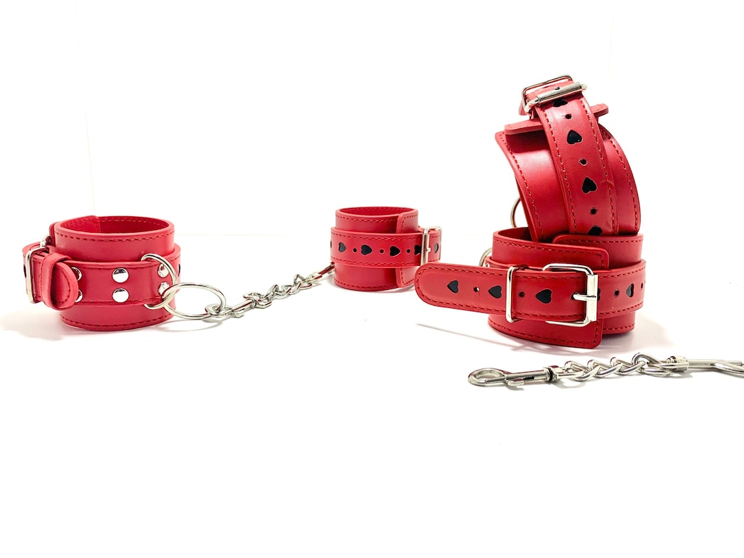 Romantic Handcuffs and Leg Cuffs Set, Red Handcuffs, BDSM Handcuffs ...
