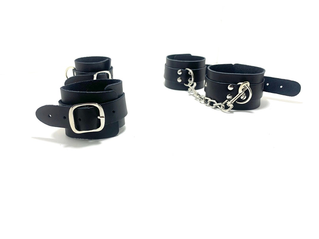 Genuine Leather Black Restraint Set, Leather Gear Bondage, Genuine ...