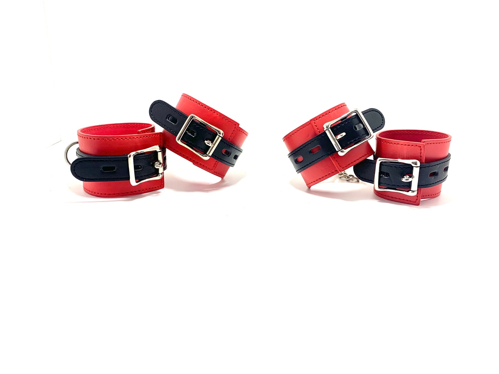 Red Black Restraint Set BDSM Gear Set Handcuffs and Leg - Etsy