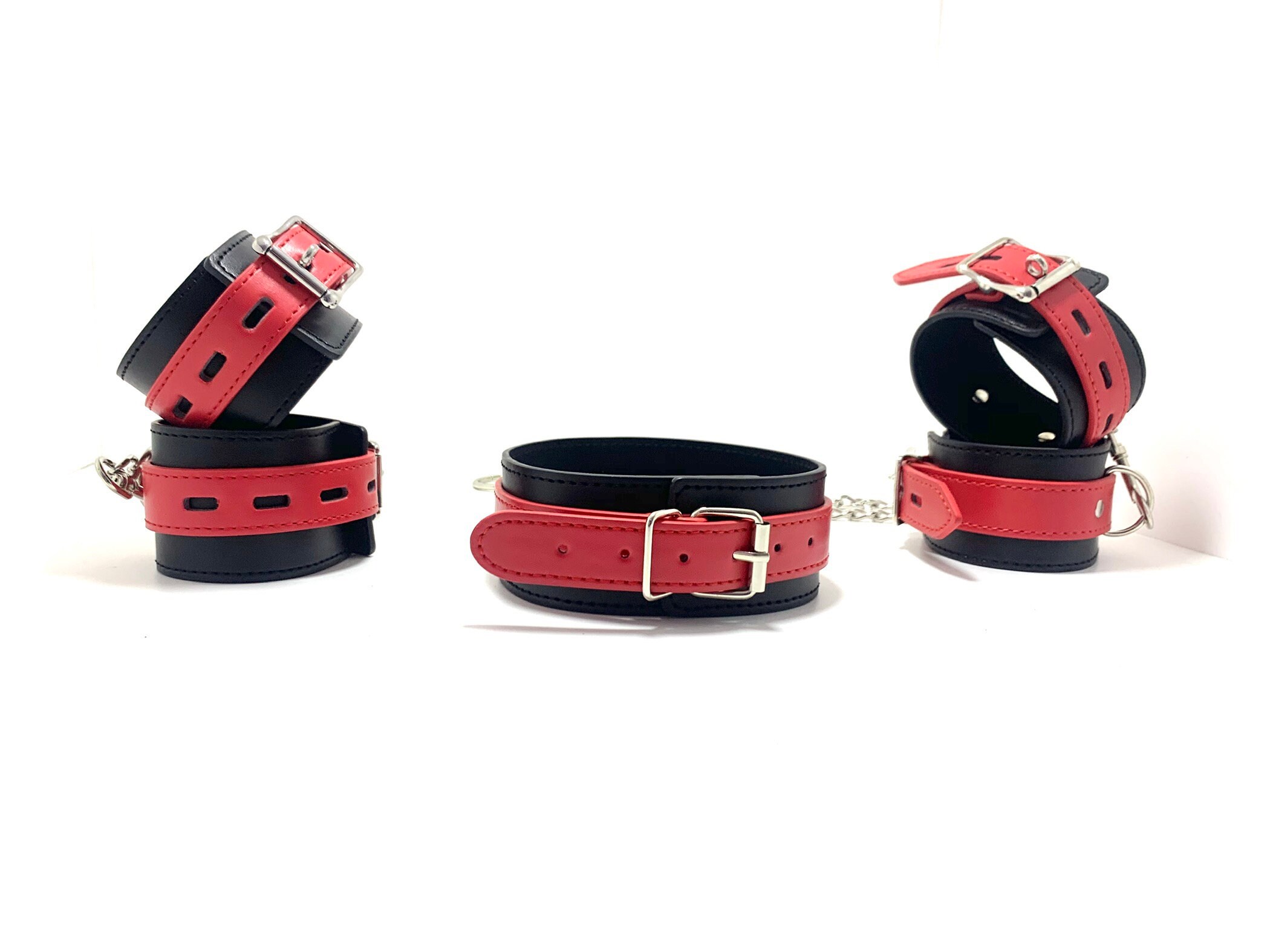Red Black Restraint Set BDSM Gear Set Handcuffs and Leg - Etsy
