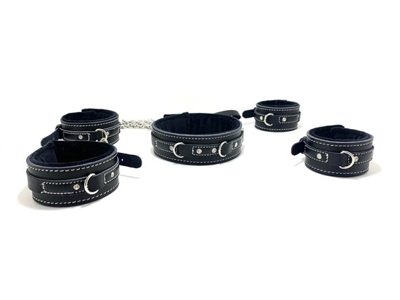 Genuine Leather Gentle Restraint Set BDSM Gear Set Handcuffs | Etsy