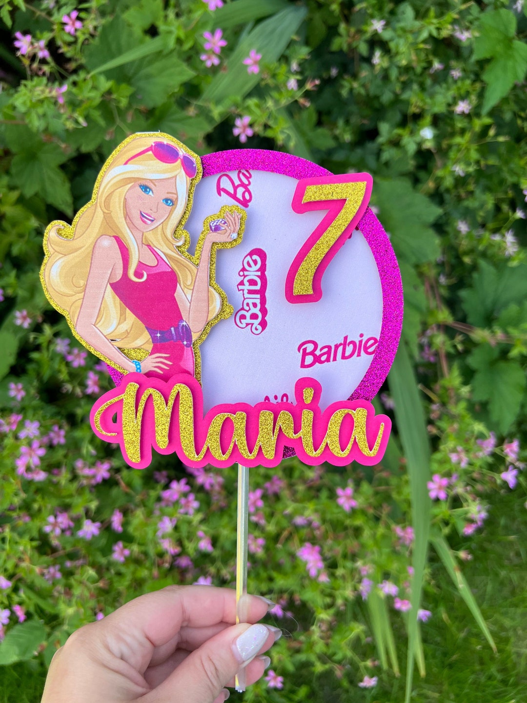 Personalised Barbie Cake Topper Birthday Cake Decor Barbie Fan Girly ...