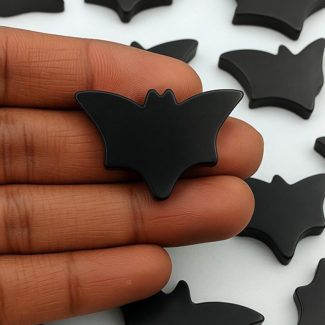 Natural Bat Shape Black Onyx Gemstone for Halloween Jewelry, Loose Hand ...