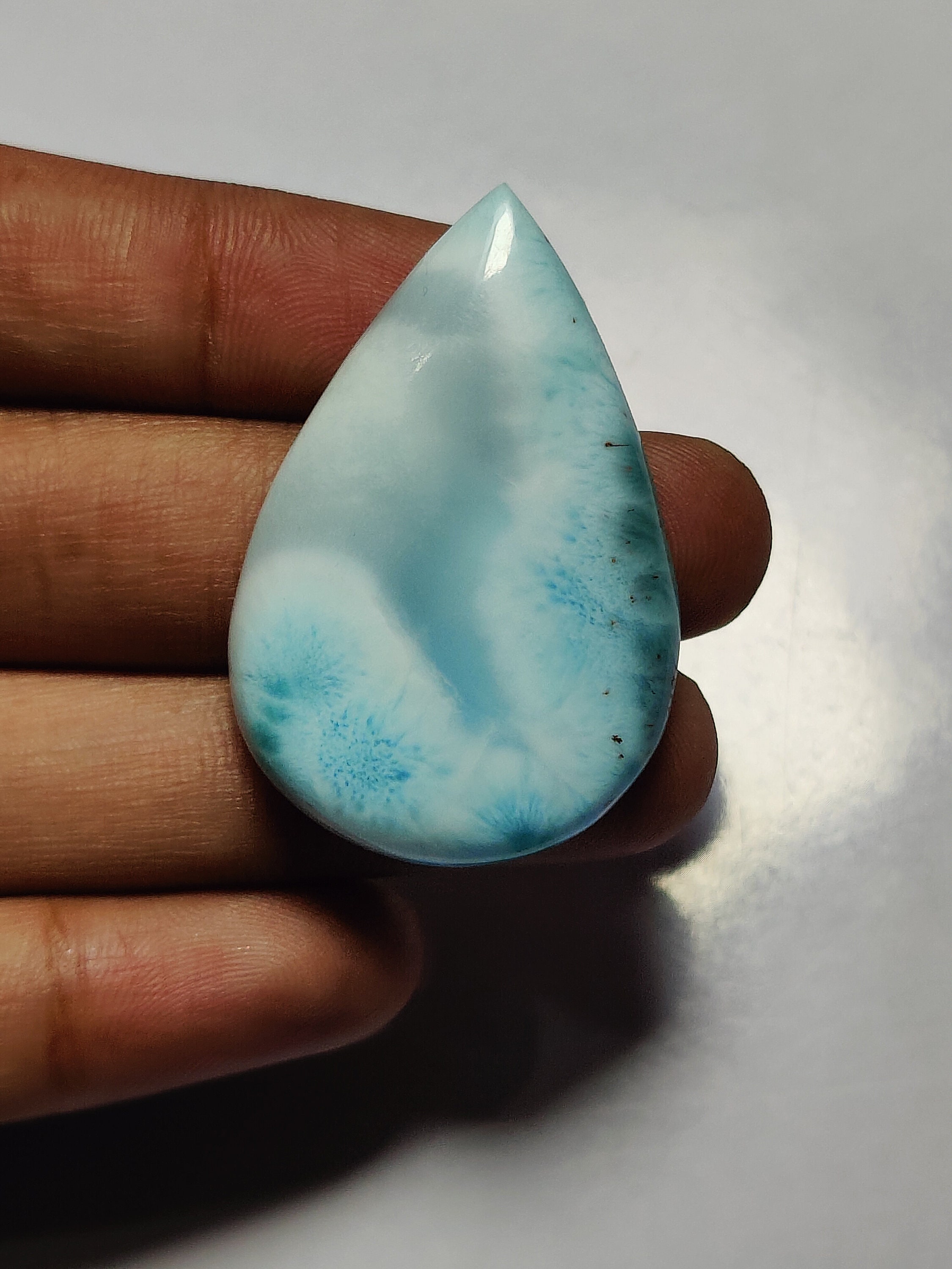 60 Cts AAA Quality Natural Blue Larimar Cabochon, Pear Shape Blue ...